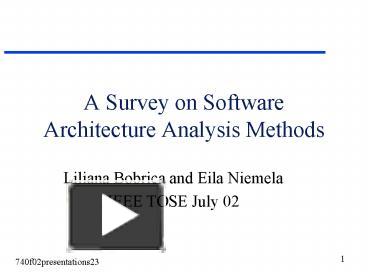 A Survey on Software Architecture Analysis Methods presentation | free ...