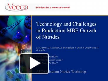 Technology and Challenges in Production MBE Growth of Nitrides ...