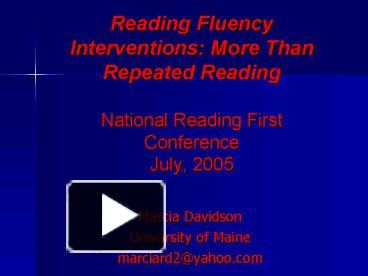 Reading Fluency Interventions: More Than Repeated Reading National ...