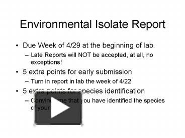 Environmental Isolate Report presentation | free to view