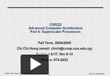 PPT – CS5222 Advanced Computer Architecture Part 4: Superscalar ...