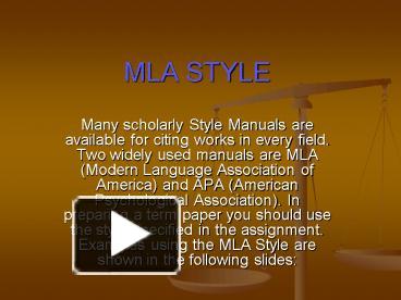 MLA STYLE presentation | free to view