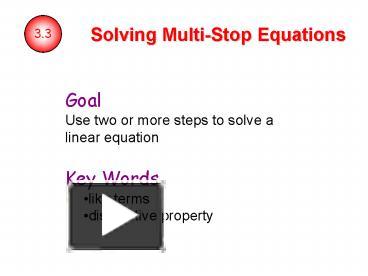 Solving MultiStop Equations presentation | free to view