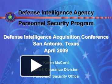 Personnel Security Program presentation | free to view