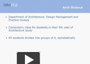 Arch Science presentation | free to view