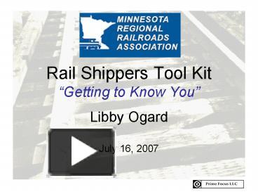 Rail Shippers Tool Kit Getting to Know You presentation | free to view