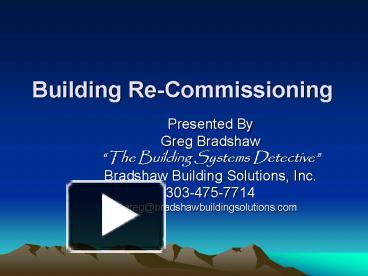 Building ReCommissioning presentation | free to view