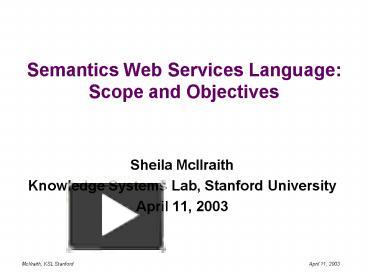 PPT – Semantics Web Services Language: Scope and Objectives PowerPoint ...