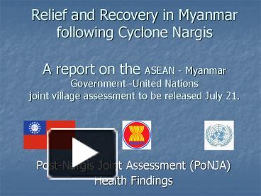 Relief and Recovery in Myanmar following Cyclone Nargis A report on the ...
