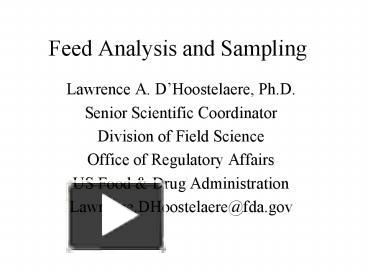 Feed Analysis and Sampling presentation | free to view