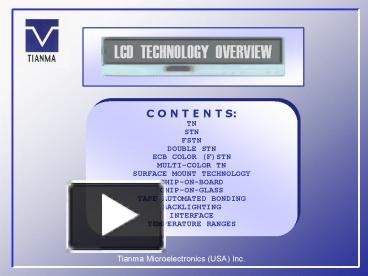 LCD TECHNOLOGY OVERVIEW presentation | free to view