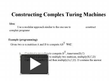 Constructing Complex Turing Machines presentation | free to download