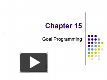 Goal Programming presentation | free to view