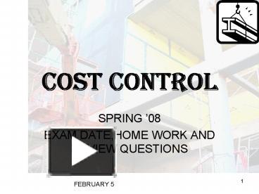COST CONTROL presentation | free to view