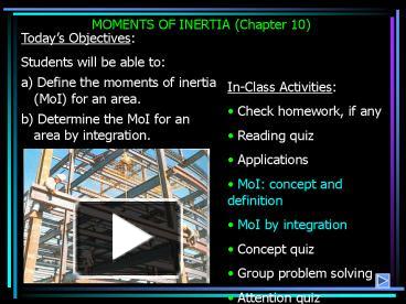 PPT – MOMENTS OF INERTIA (Chapter 10) PowerPoint presentation | free to ...