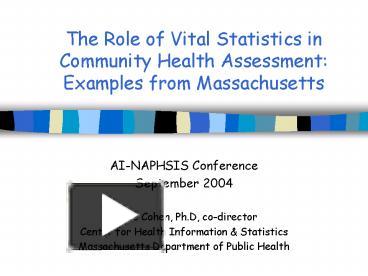 The Role of Vital Statistics in Community Health Assessment: Examples ...