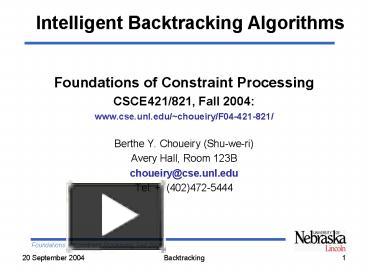 PPT – Foundations of Constraint Processing PowerPoint presentation ...