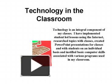 PPT – Technology in the Classroom PowerPoint presentation | free to ...
