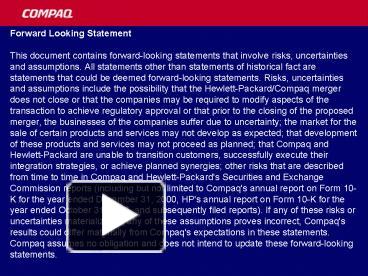 PPT – Forward Looking Statement PowerPoint presentation | free to view ...