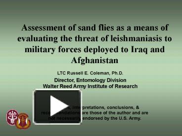 Assessment of sand flies as a means of evaluating the threat of ...