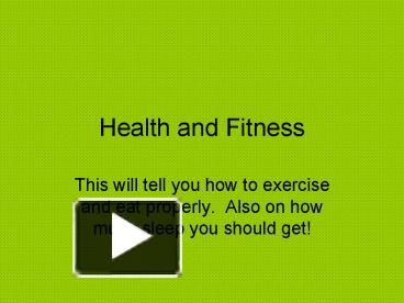 Health and Fitness presentation | free to view