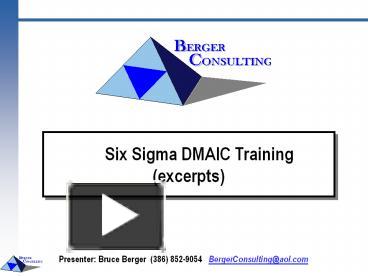 Six Sigma DMAIC Training (excerpts) presentation | free to view