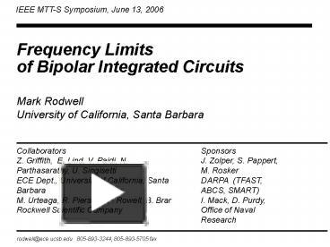 Frequency Limits of Bipolar Integrated Circuits presentation | free to ...