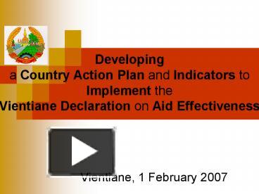 Developing a Country Action Plan and Indicators to Implement the ...