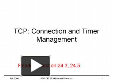 TCP: Connection and Timer Management presentation | free to download