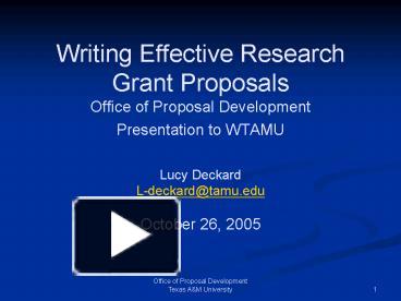 PPT – Writing Effective Research Grant Proposals Office of Proposal ...