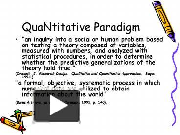 PPT – QuaNtitative Paradigm PowerPoint presentation | free to view - id ...