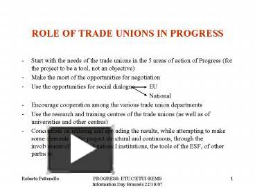 PPT – ROLE OF TRADE UNIONS IN PROGRESS PowerPoint presentation | free ...
