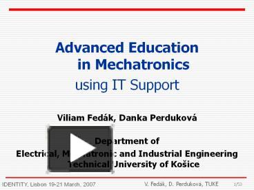 Advanced Education in Mechatronics presentation | free to download