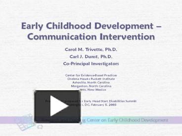 Early Childhood Development presentation | free to view