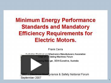Minimum Energy Performance Standards and Mandatory Efficiency ...