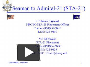 Seaman to Admiral21 STA21 presentation | free to view