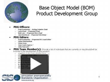 Base Object Model BOM Product Development Group presentation | free to view