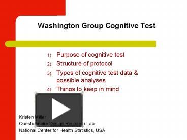 Washington Group Cognitive Test presentation | free to view