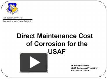 Direct Maintenance Cost of Corrosion for the USAF presentation | free ...