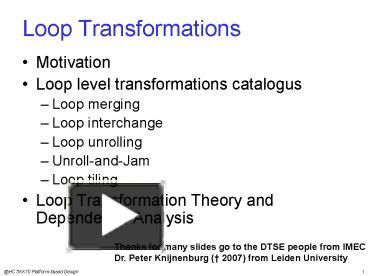 PPT – Loop Transformations PowerPoint presentation | free to view - id ...