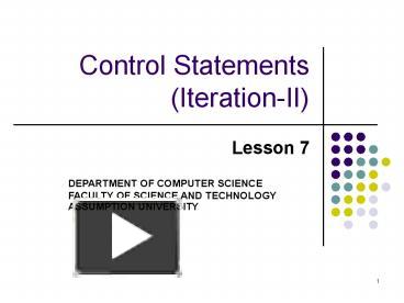 PPT – Control Statements (Iteration-II) PowerPoint presentation | free ...
