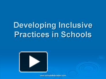 Developing Inclusive Practices in Schools presentation | free to download