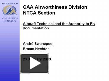 CAA Airworthiness Division NTCA Section presentation | free to view