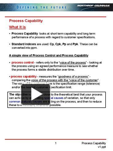 Process Capability presentation | free to view