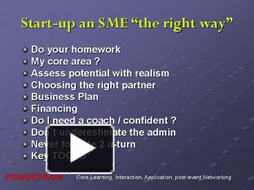 Start-up an SME presentation | free to view