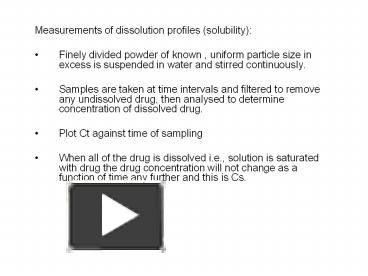 PPT – Measurements of dissolution profiles (solubility): PowerPoint ...
