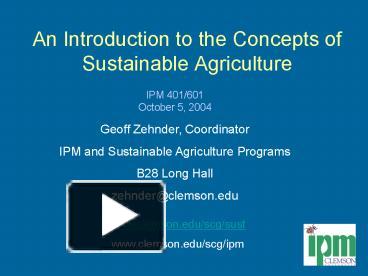 An Introduction to the Concepts of Sustainable Agriculture presentation ...