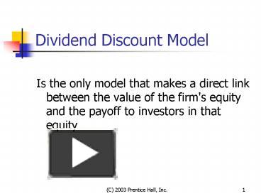 Dividend Discount Model presentation | free to view