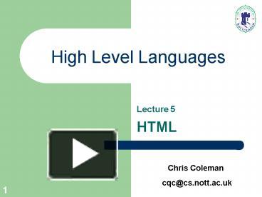 High Level Languages presentation | free to view