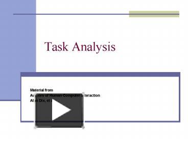 Task Analysis presentation | free to view